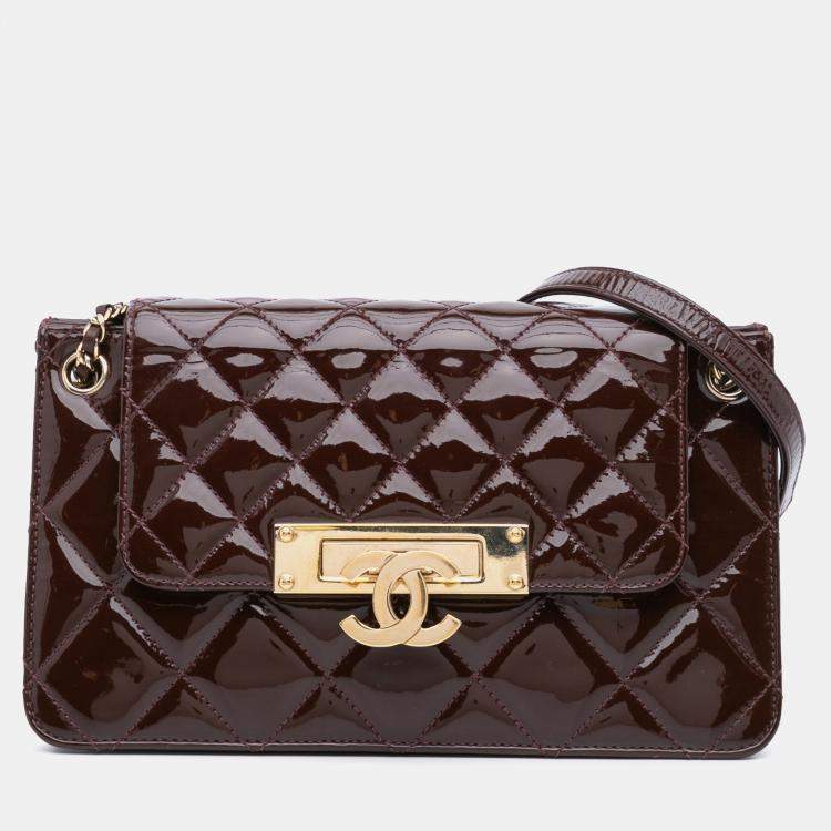 Chanel Red Quilted Patent Golden Class Accordion Flap Shoulder Bag ...