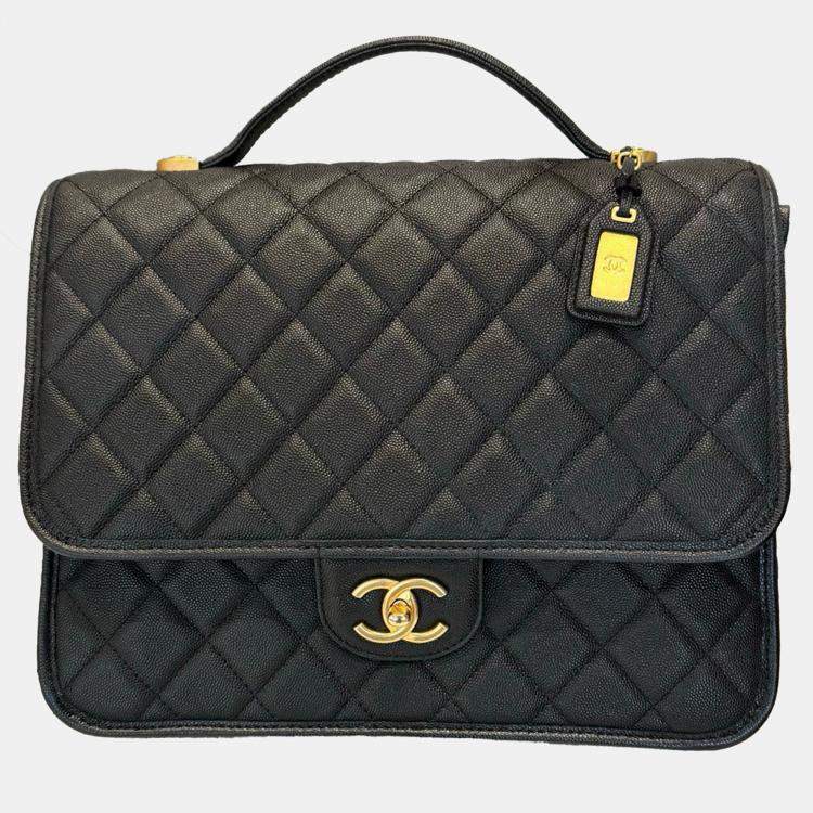 Chanel 22K Black Gold Caviar Leather Backpack With Microchip Chanel ...