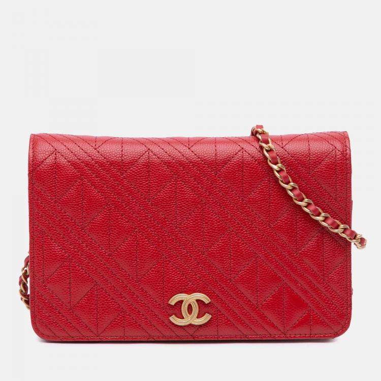 Chanel Red Caviar CC Mixed Quilt Wallet On Chain Chanel | The Luxury Closet