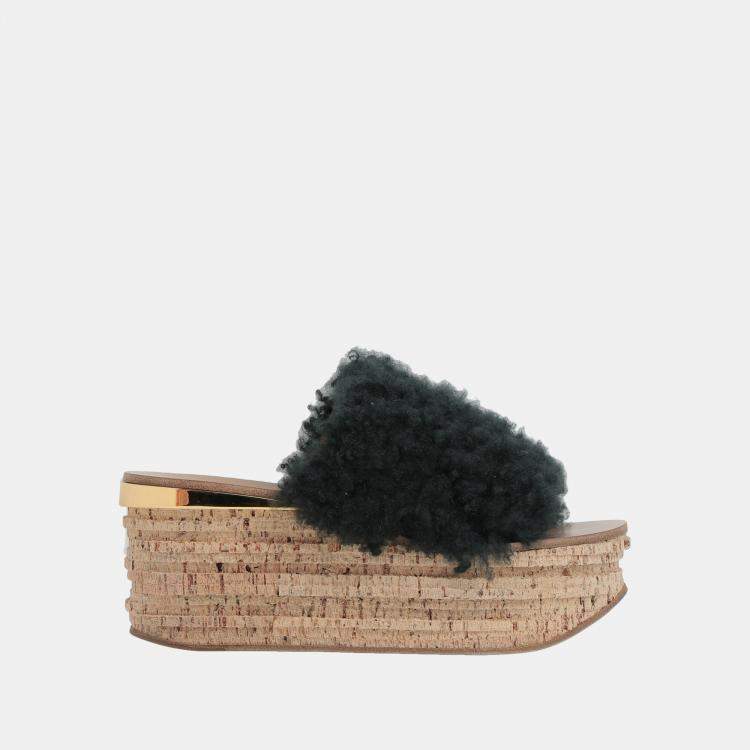 Chloe Shearling Wedge Slide Sandals 36 Chloe | The Luxury Closet