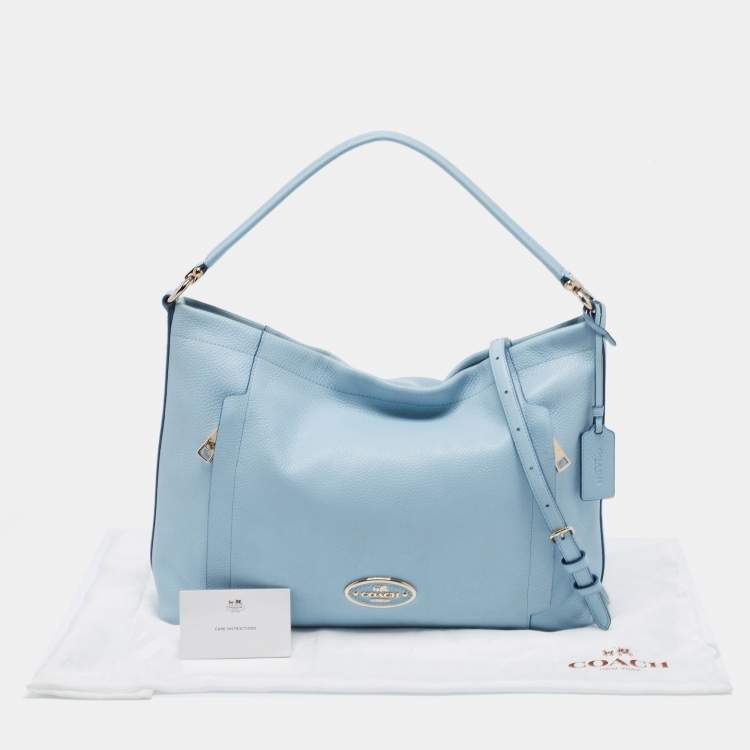 Coach Light Blue Grained Leather Large Scout Hobo Coach | The Luxury Closet
