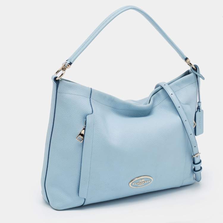 Coach Light Blue Grained Leather Large Scout Hobo Coach | The Luxury Closet