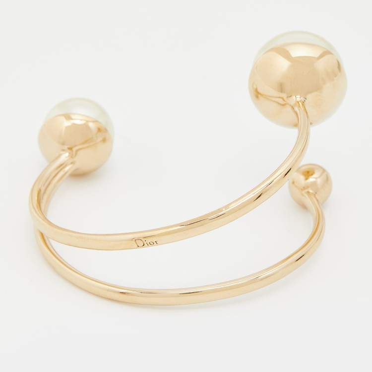 Dior Ultradior Faux Pearl Gold Tone Cuff Bracelet Dior | The Luxury Closet