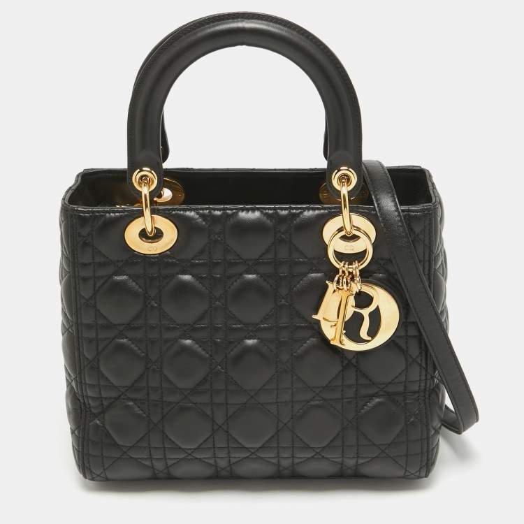 Dior Black Cannage Leather Medium Lady Dior Tote Dior | TLC