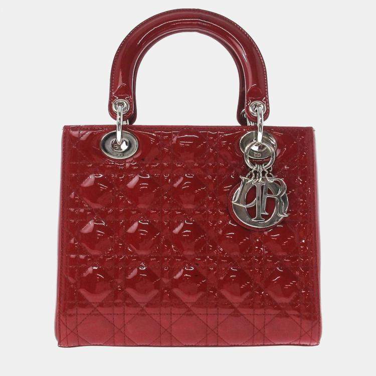 Dior Red Medium Patent Cannage Lady Dior Dior | The Luxury Closet