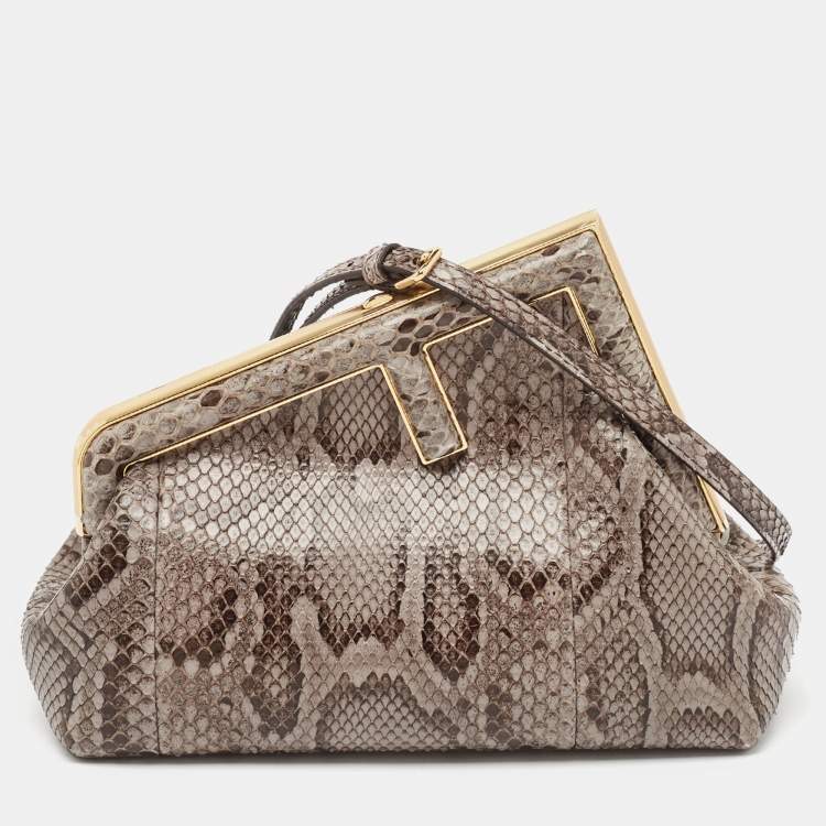 Fendi Grey Python Small Fendi First Clutch Fendi | The Luxury Closet
