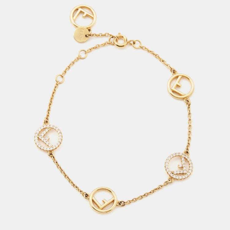 Fendi F is Fendi Crystal Logo Gold Tone Station Bracelet Fendi | The ...