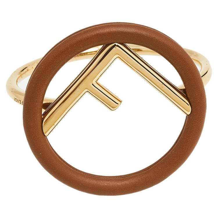 Fendi Brown Leather F Is Fendi Gold Tone Cuff Bracelet M Fendi | The ...
