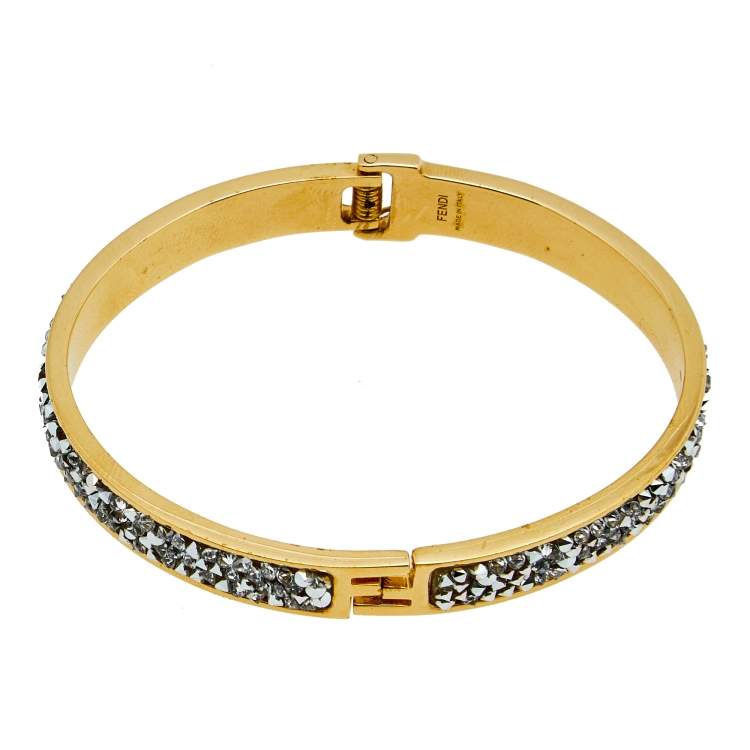 Fendi Fendista Crystal Studded Gold Tone Metal Bracelet L Fendi | The ...