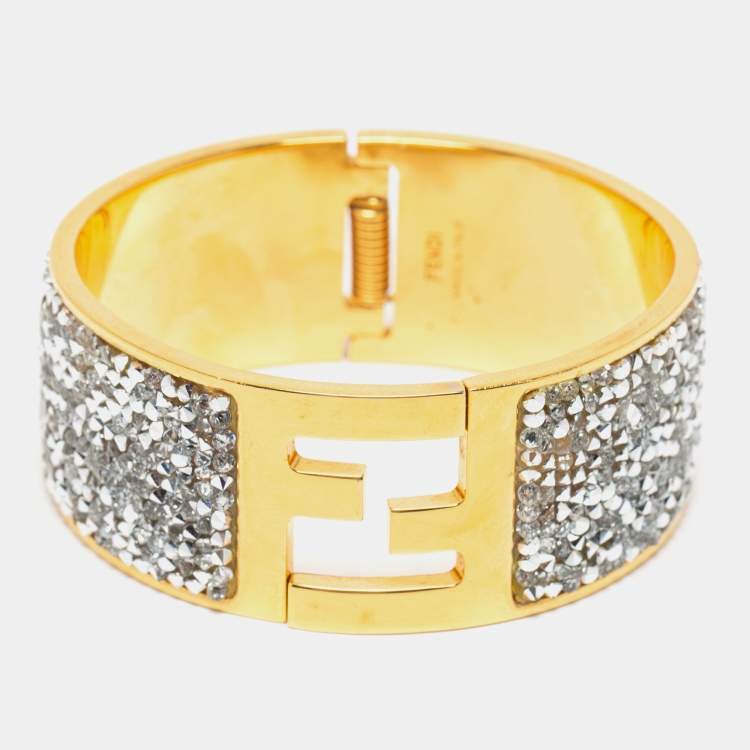 Fendi Fendista Crystals Gold Tone Wide Cuff Bracelet S Fendi | The ...