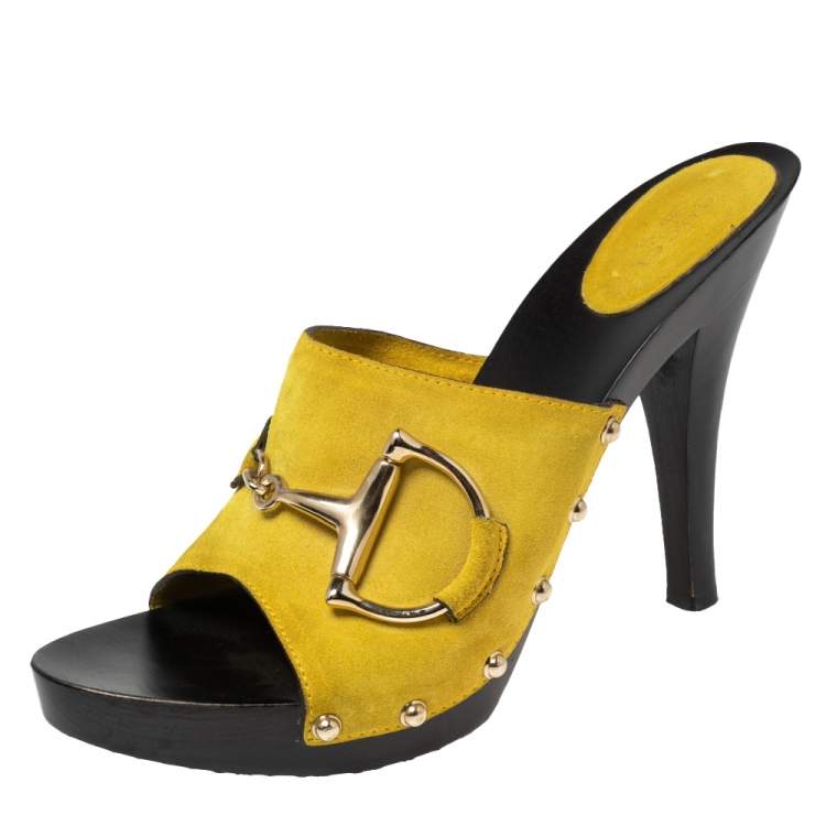 Gucci Yellow Suede Icon Clog Sandals Size 41 Gucci | The Luxury Closet