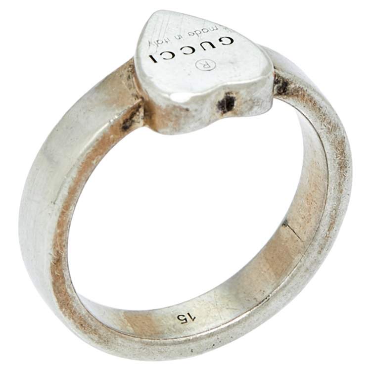 Gucci Sterling Silver Heart Ring Size 15 Gucci TLC
