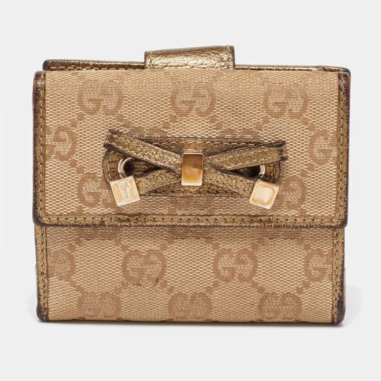 Gucci Beige/Gold GG Canvas and Leather Compact Wallet Gucci | The ...