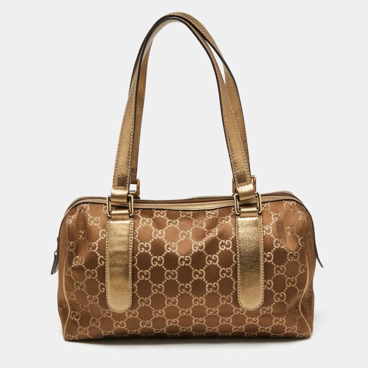 Gucci Metallic Bronze/Gold GG Fabric and Leather Boston Bag Gucci | The ...