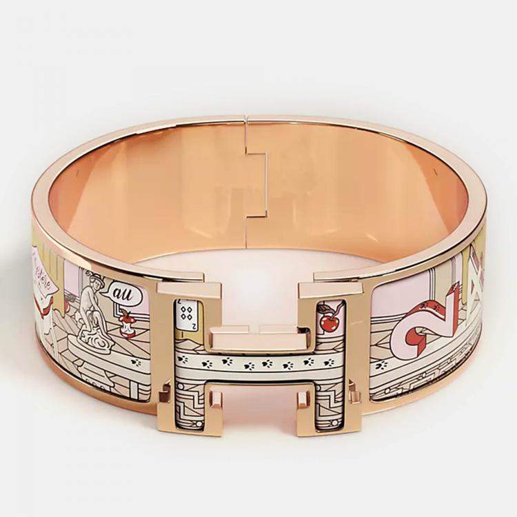Hermes Faubourg Enamel Clic Clac H Mystere au 24 Wide bracelet Size PM ...