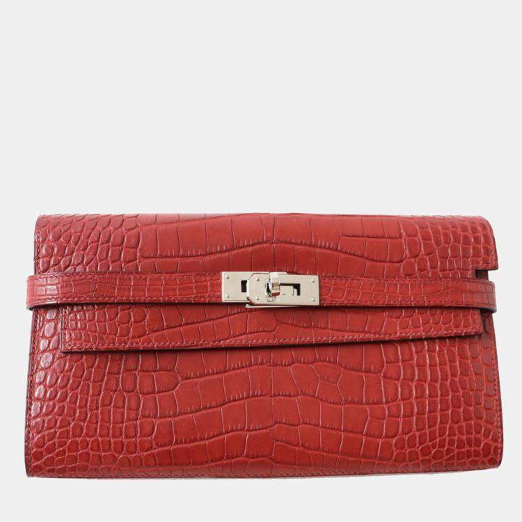 Hermes Alligator Burgundy Red Kelly Wallet Hermes | The Luxury Closet