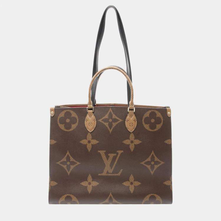 Louis Vuitton Brown Coated Canvas Leather On The Go Gm Monogram Giant ...