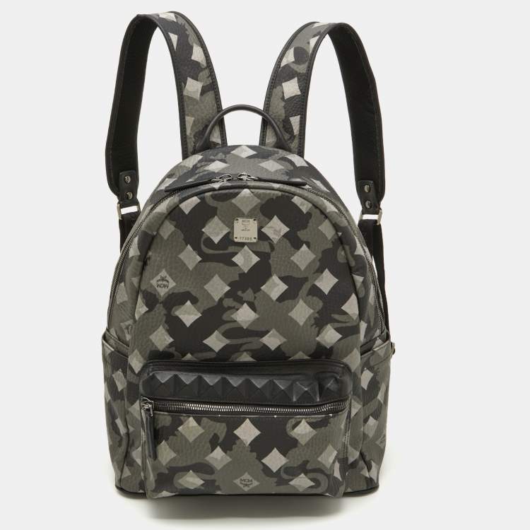 MCM Black/Grey Munich Lion Camo Print Coated Canvas and Leather Large ...