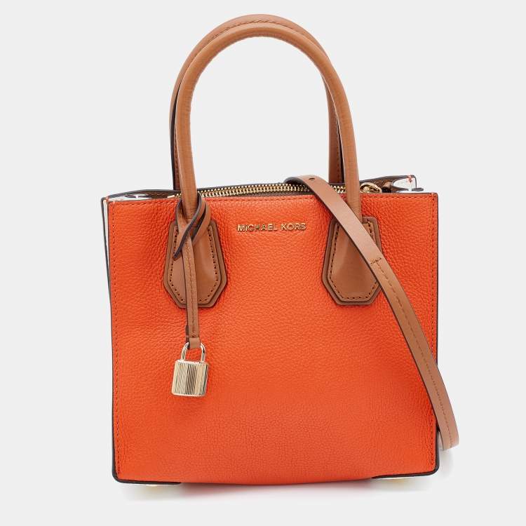 Michael Kors Orange/White Signature Coated Canvas and Leather Mini ...