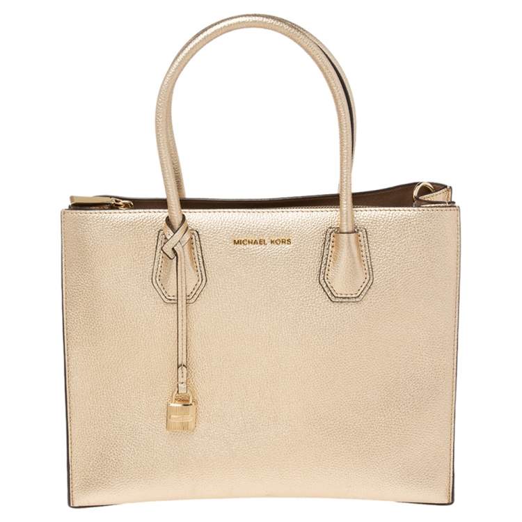 Michael Kors Metallic Gold Leather Medium Mercer Tote Michael Kors ...