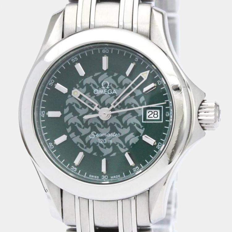Omega Green Stainless Steel Seamaster 120M Women's Wristwatch 26 mm ...