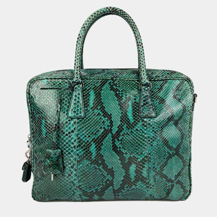 Prada Teal Python Top Handle Tote Prada | The Luxury Closet