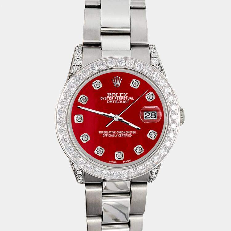 Rolex Custom Red 2.1ct Diamonds Stainless Steel Datejust Automatic ...