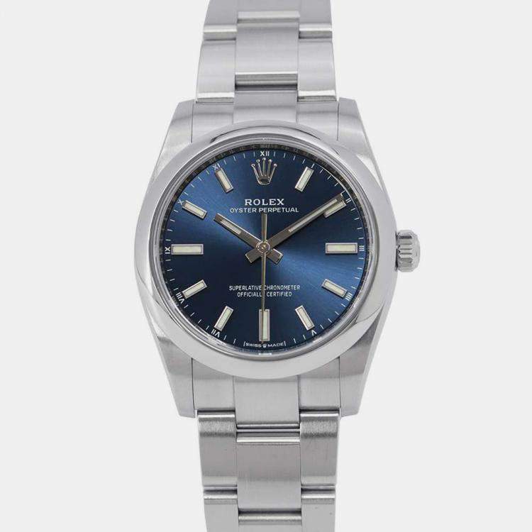 Rolex Blue Stainless Steel Oyster Perpetual 124200 Automatic Men's ...