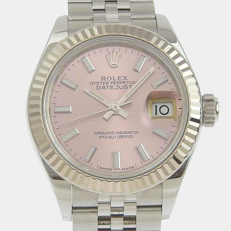 Rolex Pink 18K White Gold And Stainless Steel Datejust 179174 Women's ...