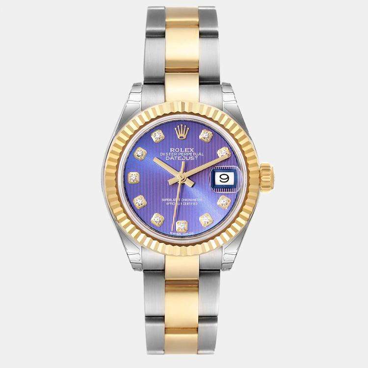 Rolex Lilac Diamonds 18K Yellow Gold And Stainless Steel Datejust ...