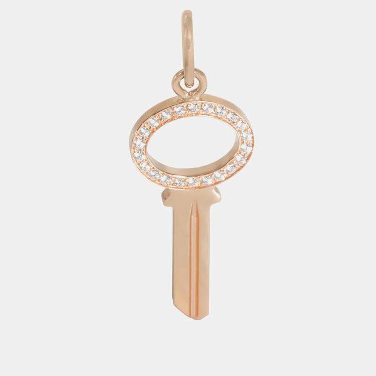 Tiffany & Co. 18k Rose Gold and Diamond Modern Keys Oval Pendant ...