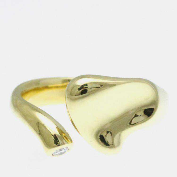 Tiffany & Co. 18K Yellow Gold and Diamond Elsa Peretti Heart Ring EU 52 ...