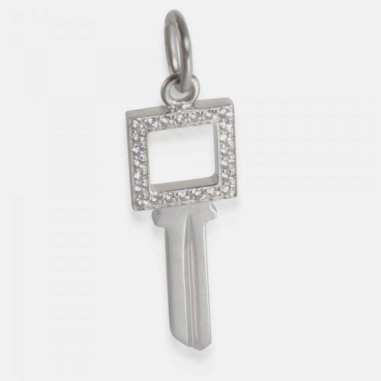 Tiffany & Co. 18K White Gold and Diamond Square Keys Pendant Charm ...