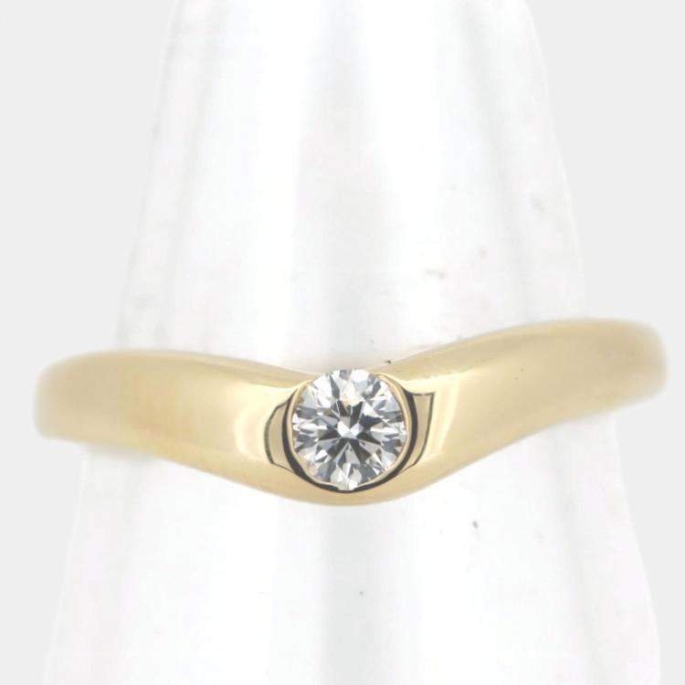 Tiffany & Co 18K Yellow Gold Yellow Gold Diamond Curved Band Ring EU 53 ...