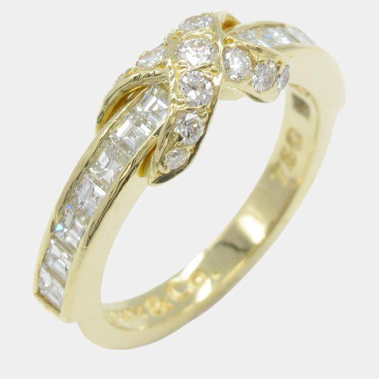 Tiffany & Co 18K Yellow Gold Diamond Signature X Band Ring Size Japan ...