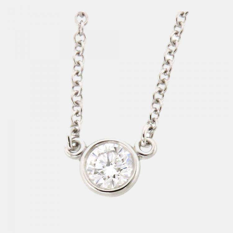 Tiffany&Co Silver Metal Platinum Diamond By The Yard Pendant Necklace ...