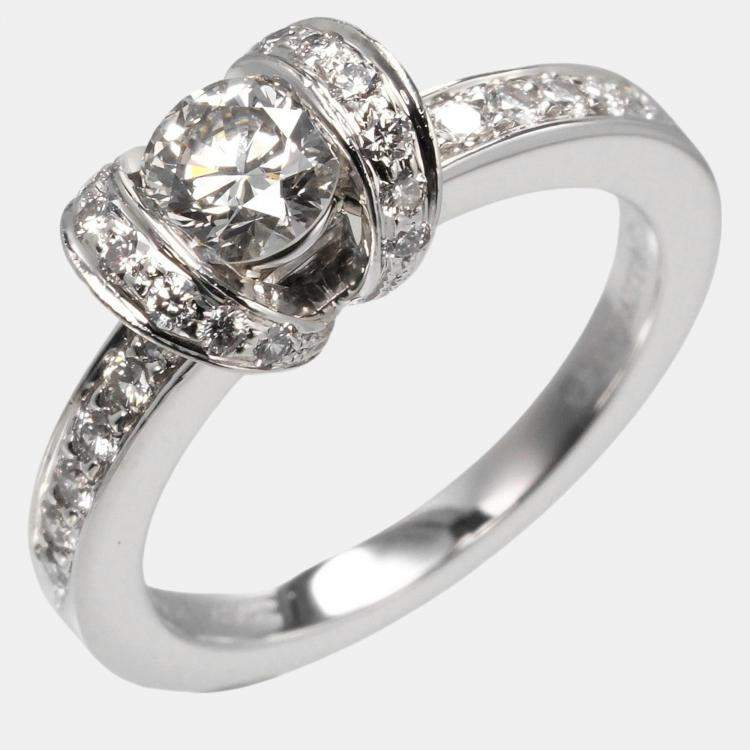 Tiffany & Co. Tiffany Ribbon Setting Platinum Diamond Ring EU 46 ...