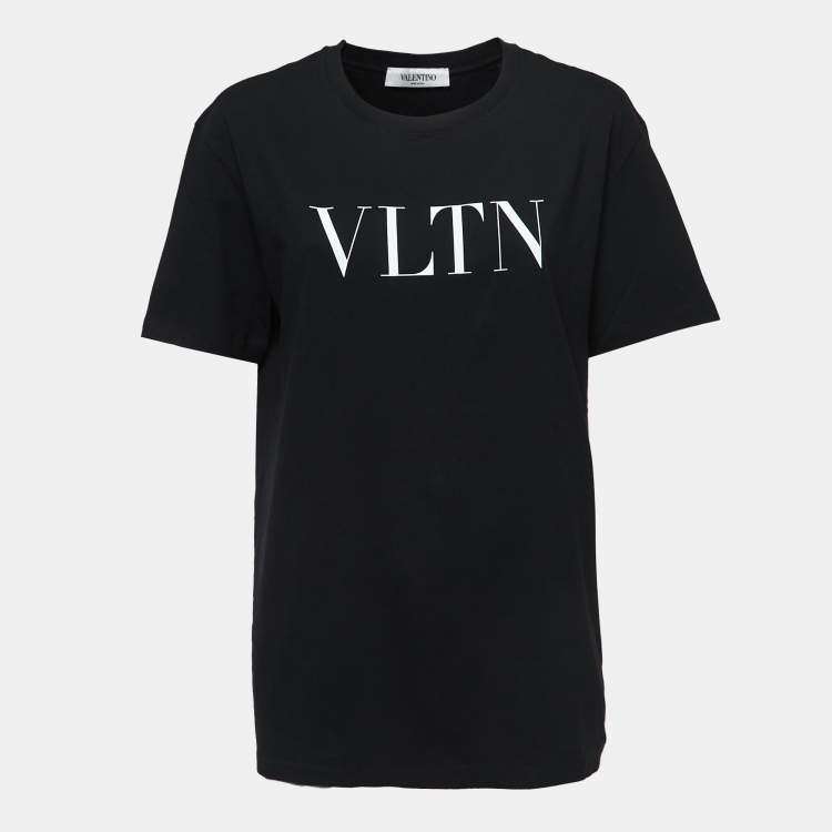 Valentino Black VLTN Print Cotton Jersey Half Sleeve T-Shirt S ...