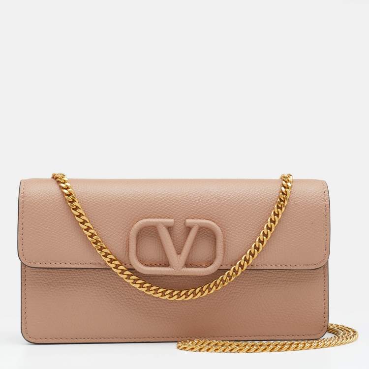 Valentino Beige Leather VLogo Signature Wallet On Chain Valentino | TLC US
