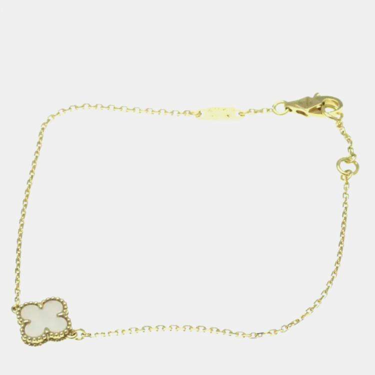 Van Cleef & Arpels 18K Yellow Gold Shell Sweet Alhambra Bracelet Van ...