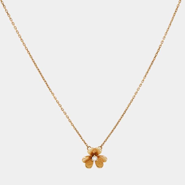 Van Cleef & Arpels Frivole Diamond 18k Yellow Gold Mini Model Necklace ...