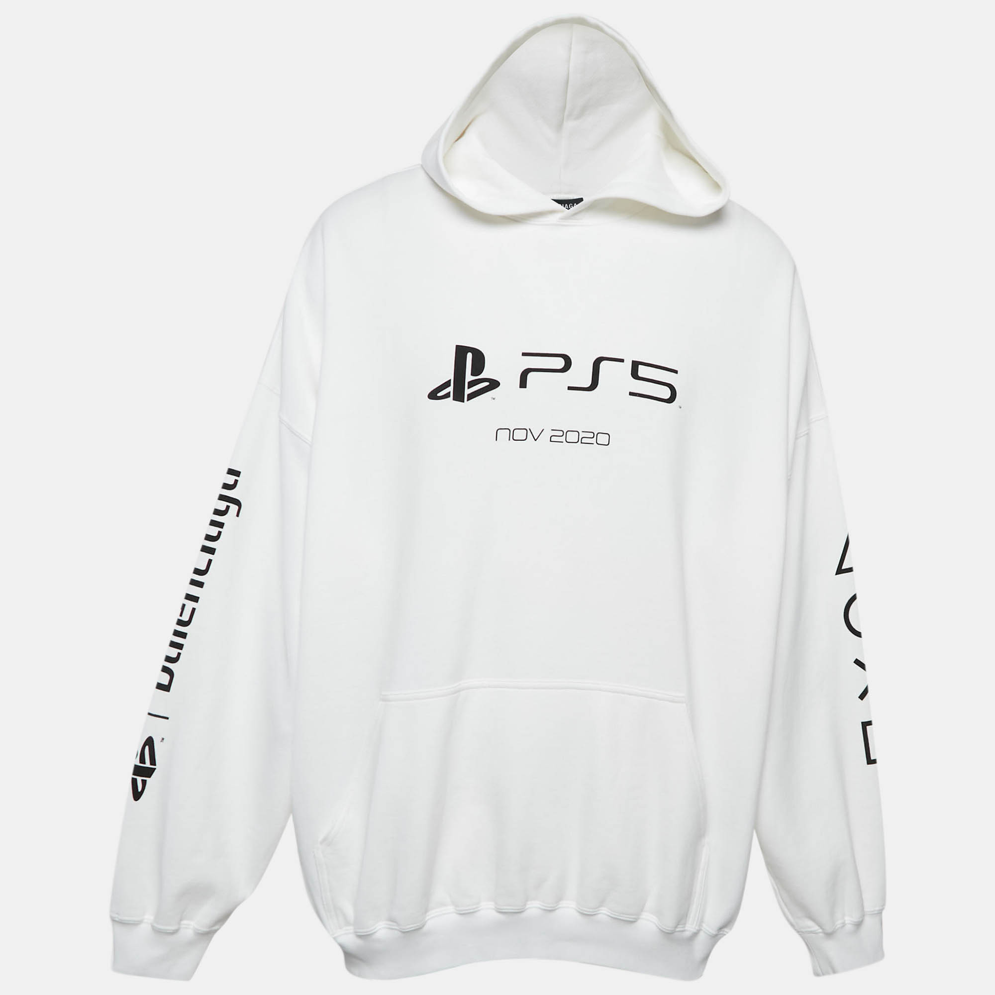 Balenciaga X Sony PS5 White Printed Cotton Oversized Hoodie XS ...