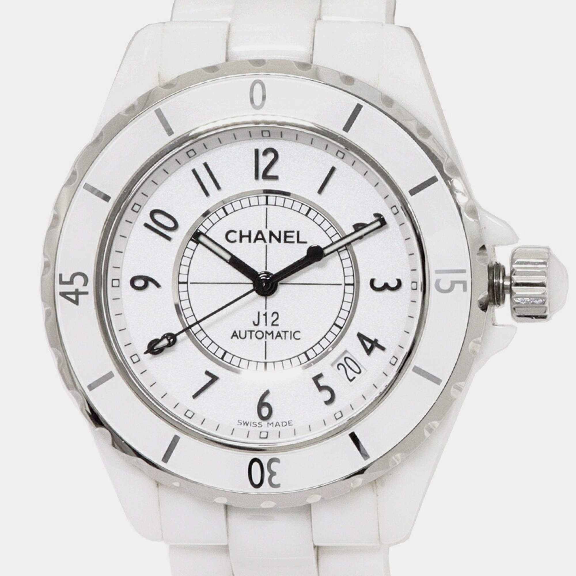 Chanel White Ceramic J12 H0970 Automatic Men's Wristwatch 38 mm Chanel | The Luxury Closet