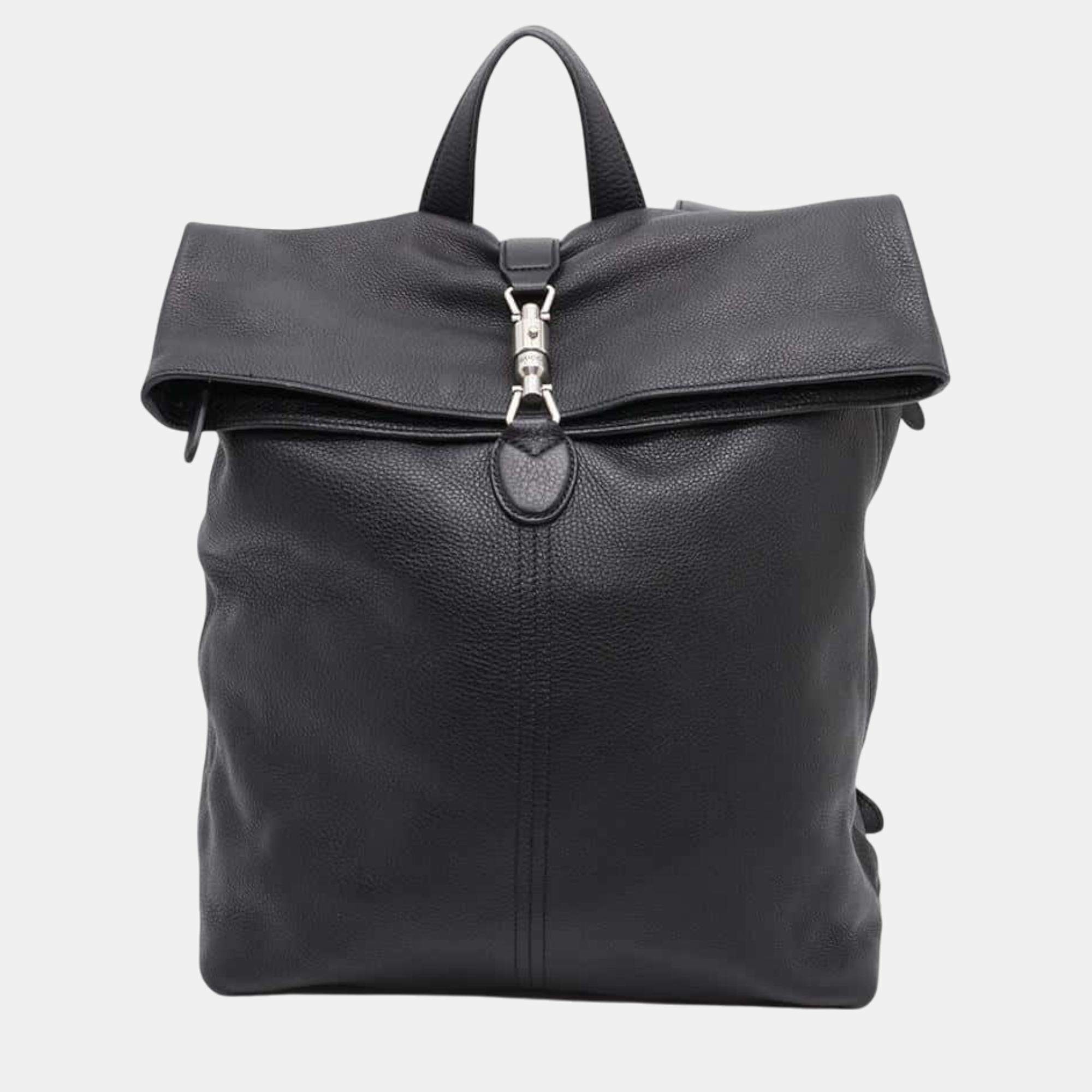 Gucci Black Leather Jackie 1961 Backpack