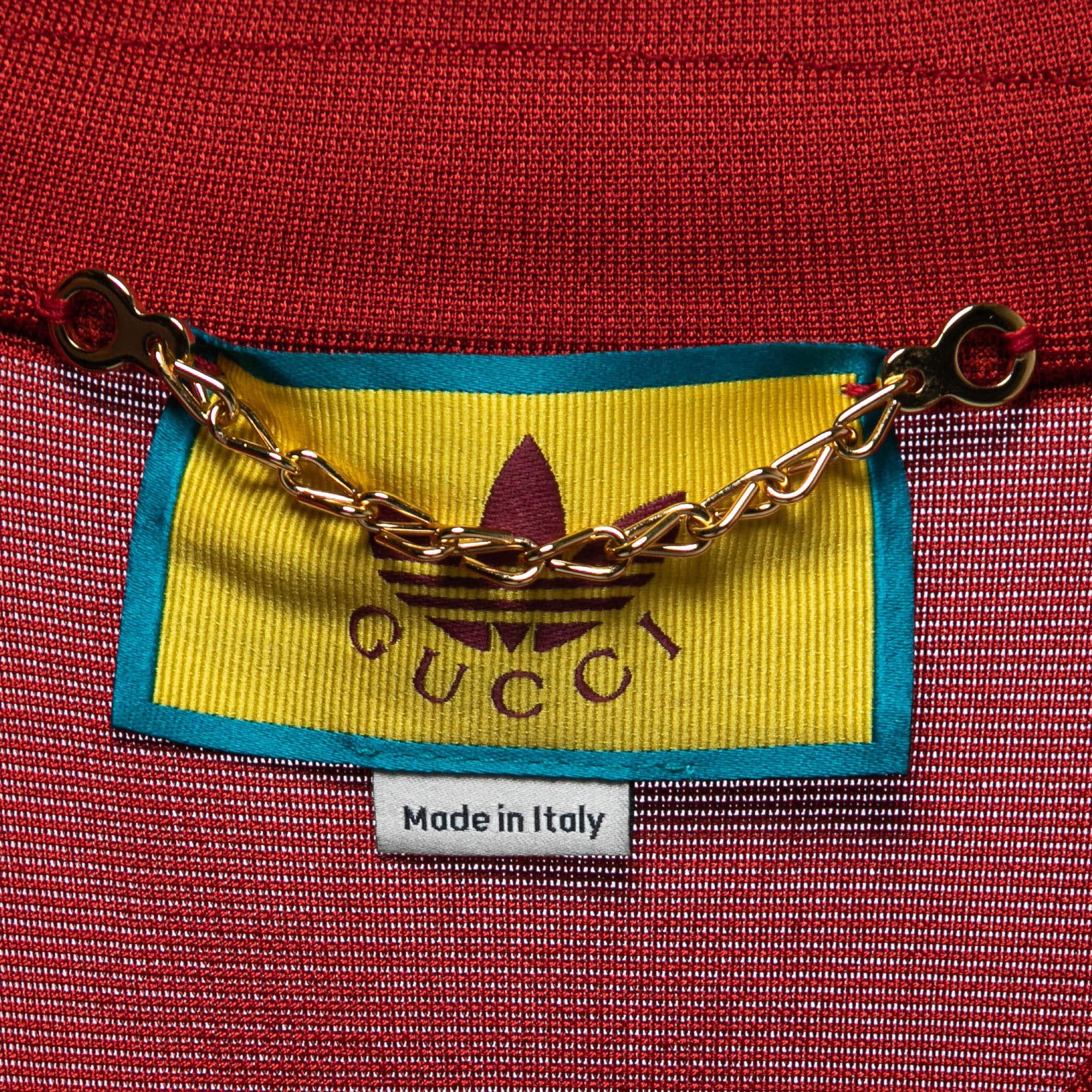 Gucci X Adidas Red GG Monogram Knit Short-Sleeve Shirt M Gucci X Adidas Red GG Monogram Knit Short-Sleeve Shirt M