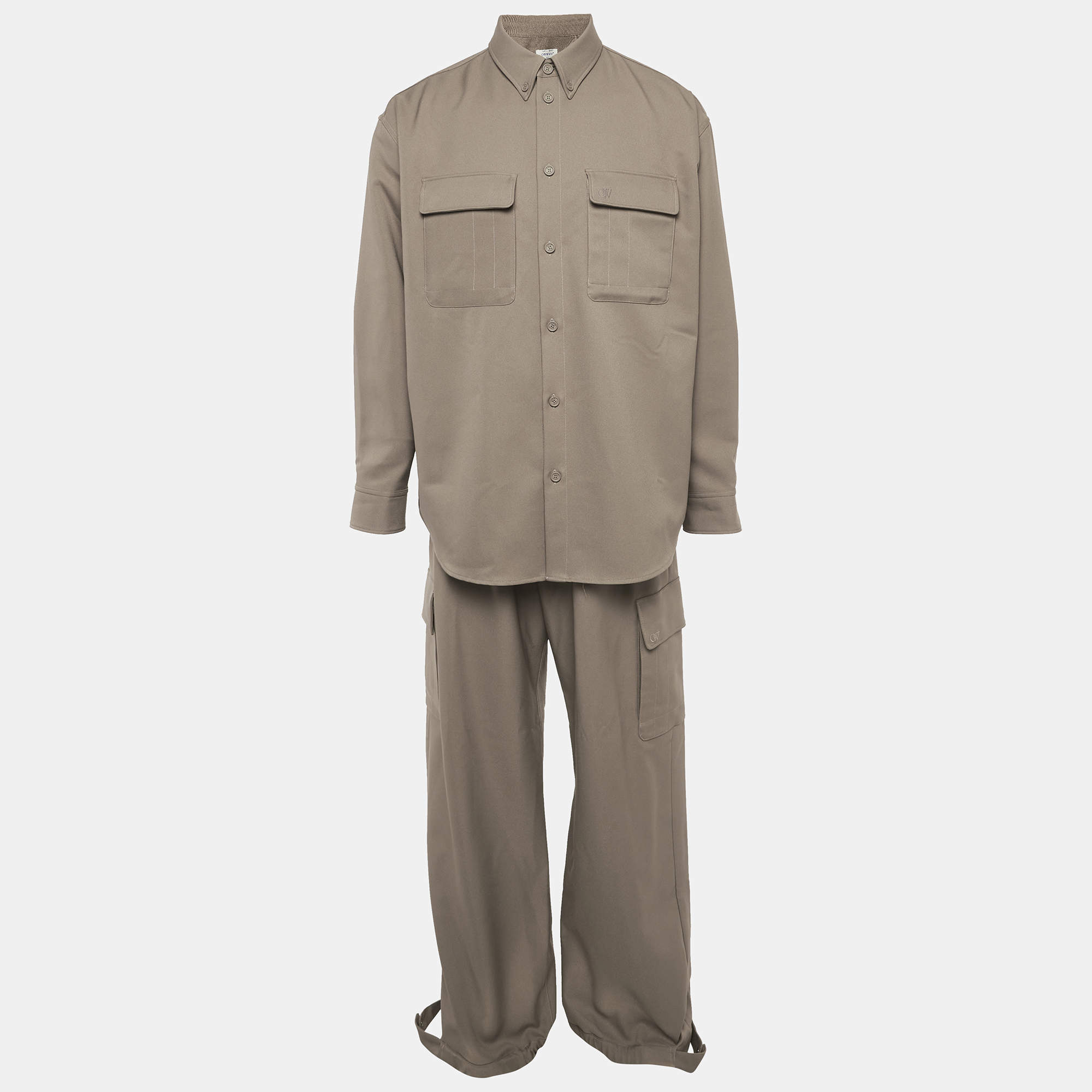 Off-White Khaki Green Gabardine Set L Off-White | TLC
