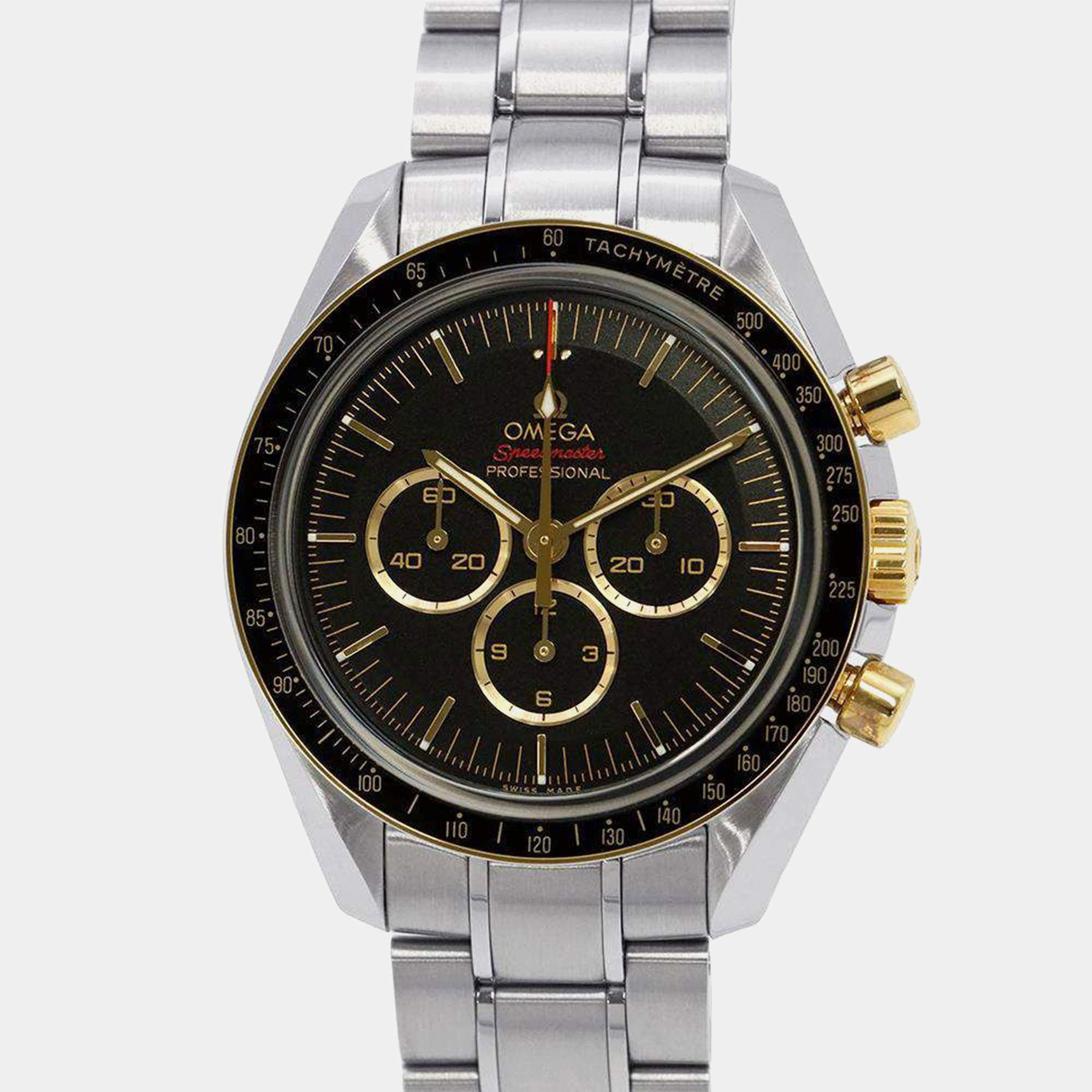Omega Black Stainless Steel Speedmaster Professional Manual Winding Men ...
