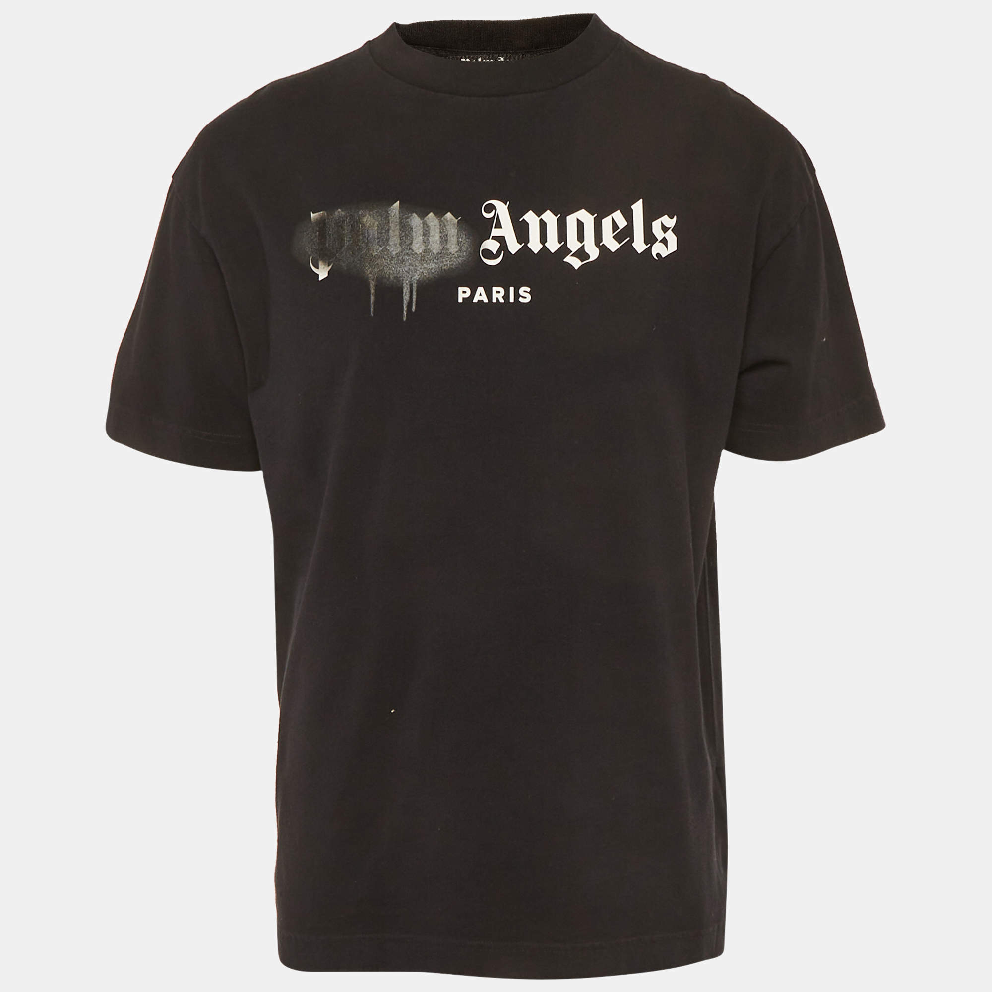 Palm Angels Black Logo Sprayed Jersey T-Shirt L Palm Angels | TLC