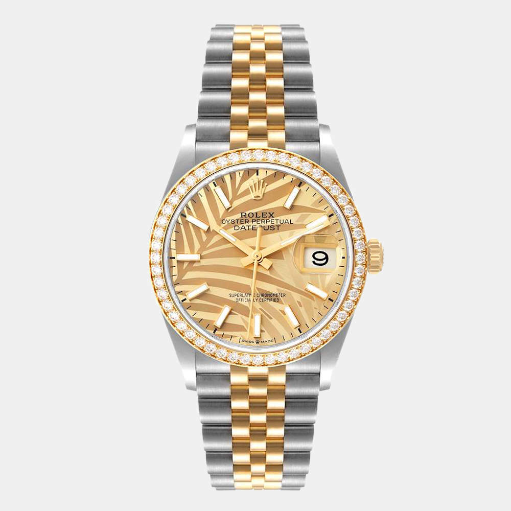 Rolex Champagne Diamonds 18K Yellow Gold And Stainless Steel Datejust ...