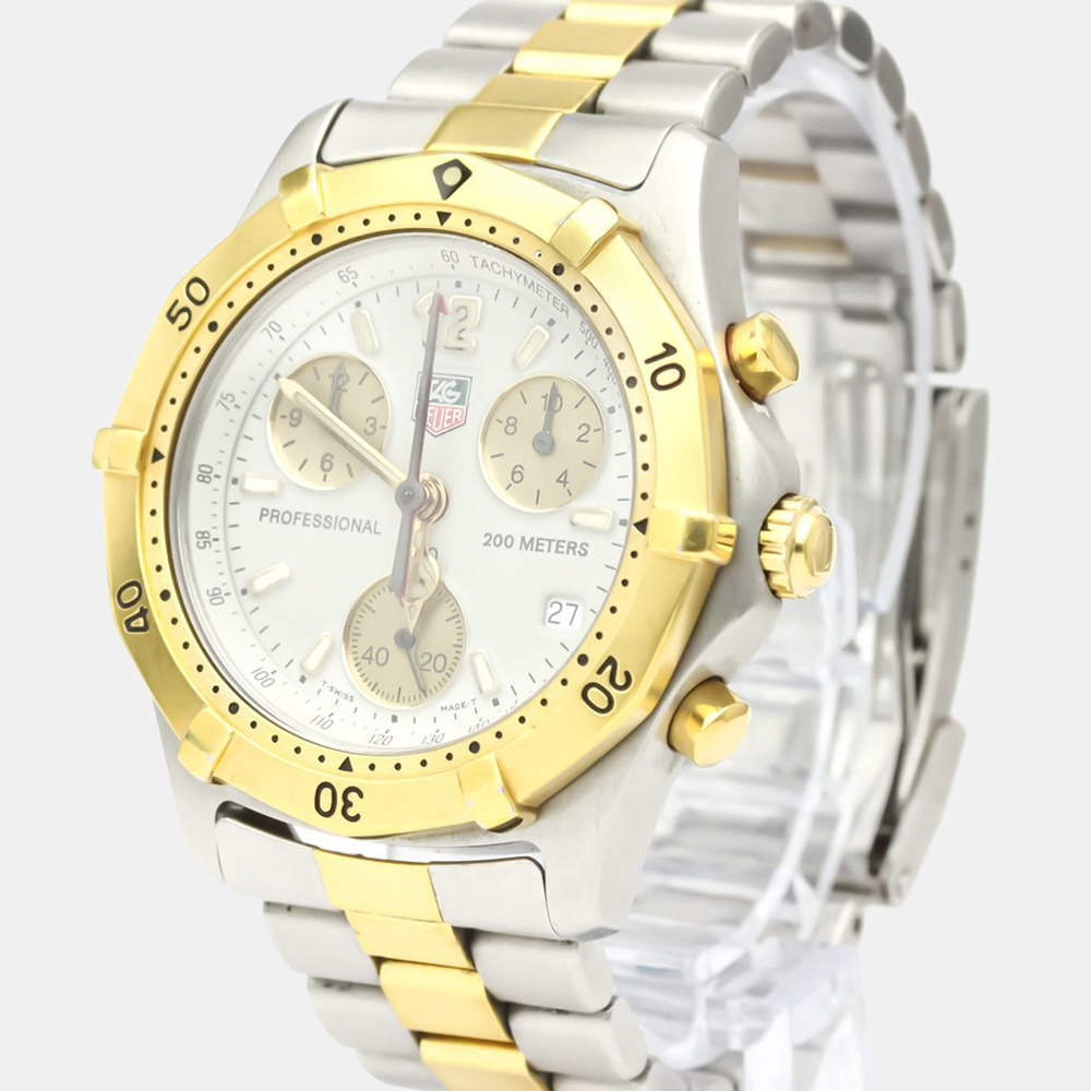 Tag Heuer White Gold Plated Stainless Steel 2000 Classic Professional Quartz Chronograph CK1121 ...